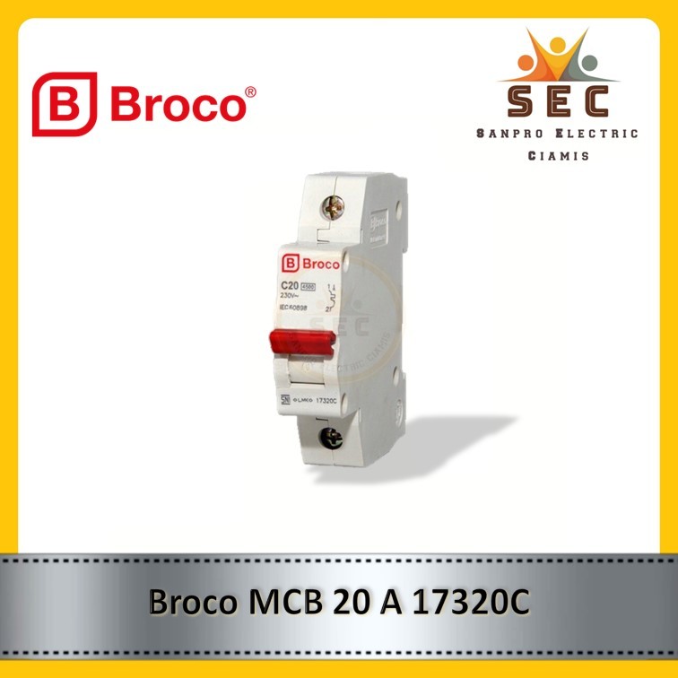 Jual MCB BROCO 20A 1P SNI ASLI ORIGINAL 20 A 17320C CIRCUIT BREAKER ...