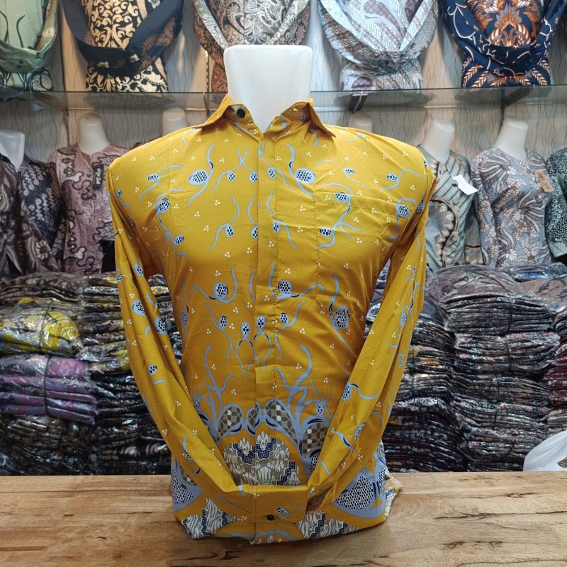 Jual kemeja batik pria murah Medan warna kuning | Shopee Indonesia