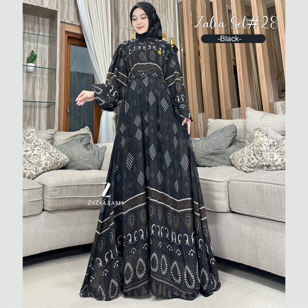 Jual Zazaa Label - Zalea set jilbab ceruti babydoll gamis motif formal ...