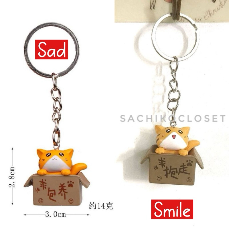 Jual kucing kardus gantungan kunci lucu cat box keychain | Shopee Indonesia