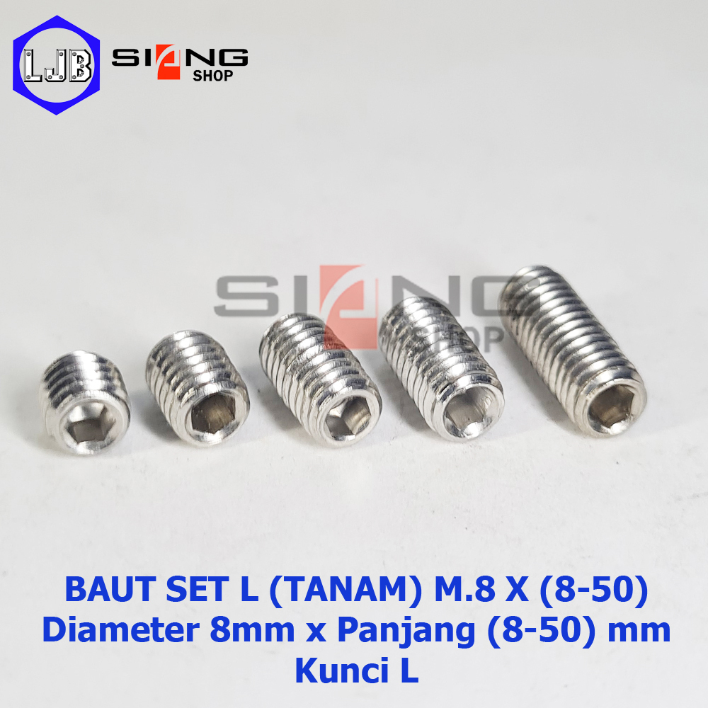 Jual Baut Tanam L Stainless M8 Panjang 8 sd 50mm (Set L) | Shopee Indonesia