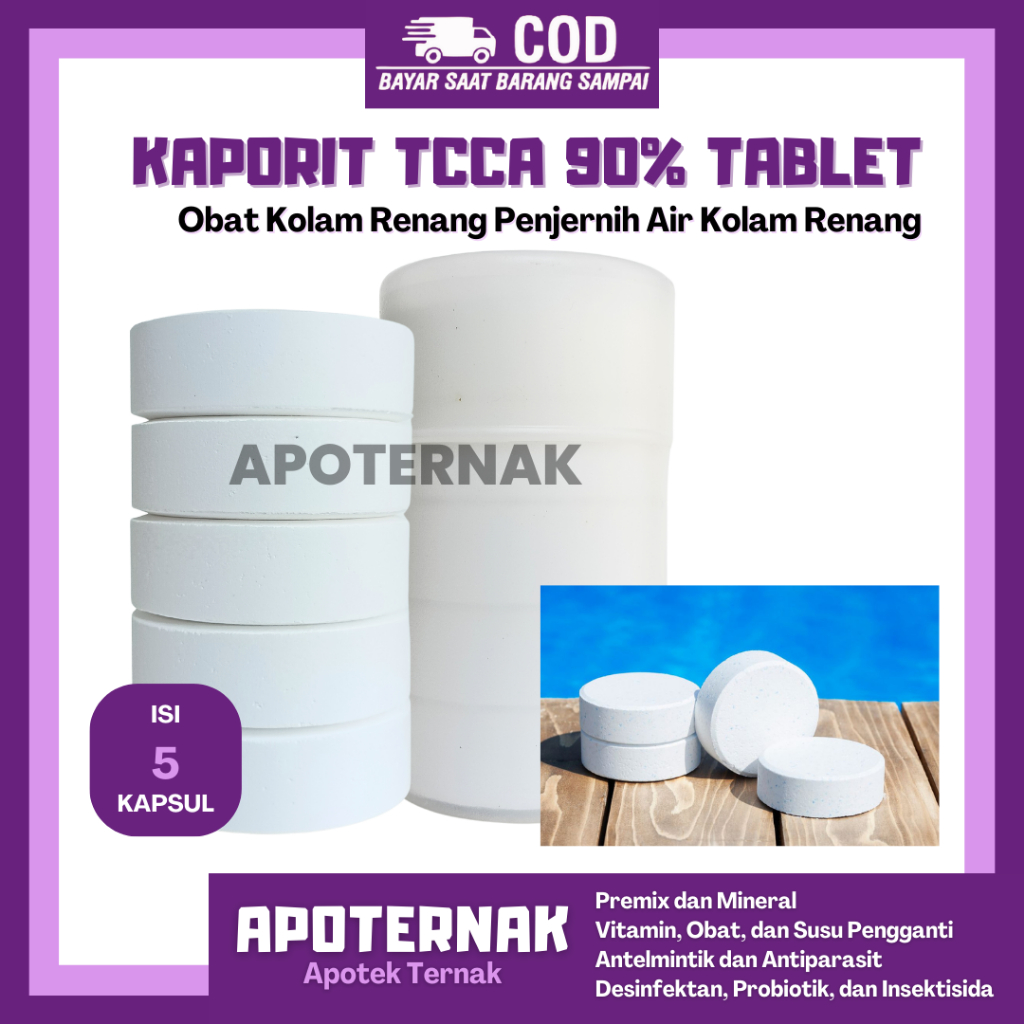 Jual KAPORIT TABLET BESAR TCCA 90% 1 KG - Chlorine Tablet Obat Kolam ...