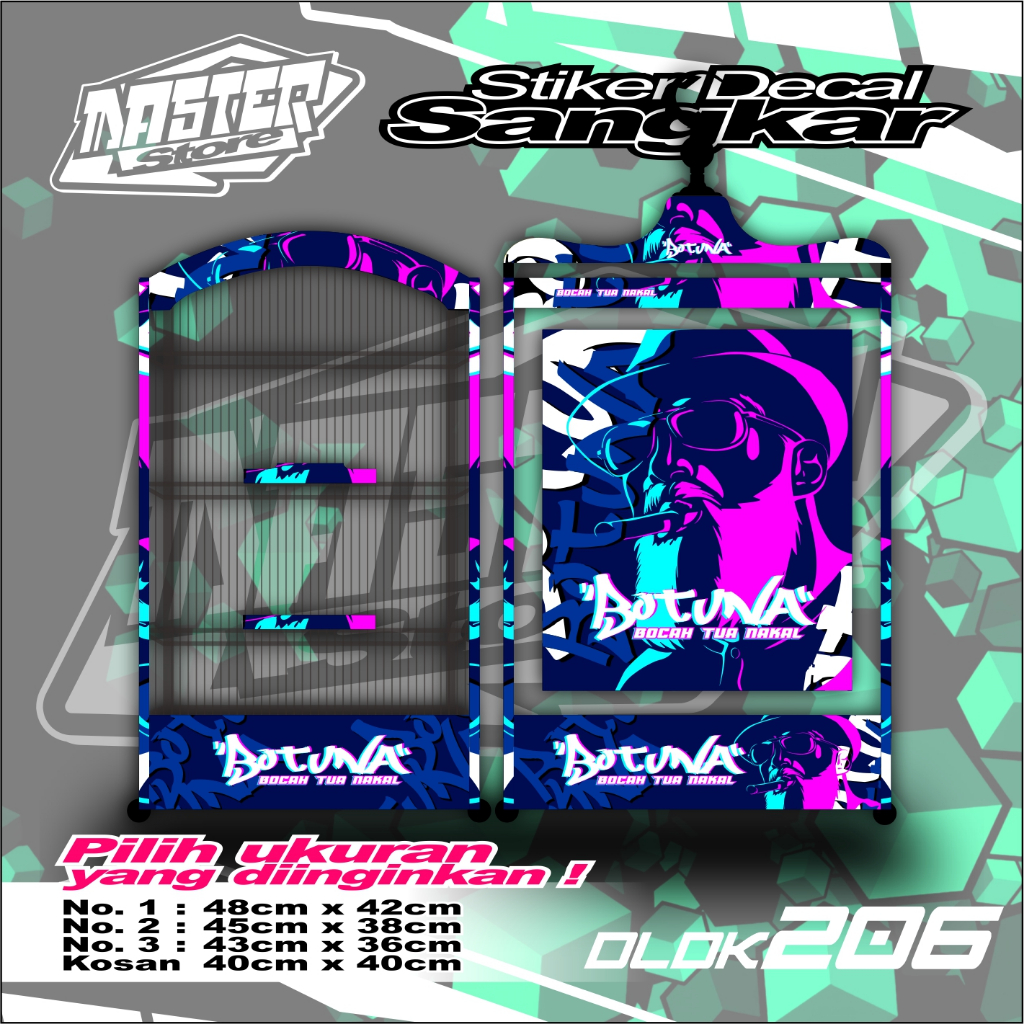 Jual Sticker decal sangkar kotak BOTUNA BOCAH TUA NAKAL High Quality ...