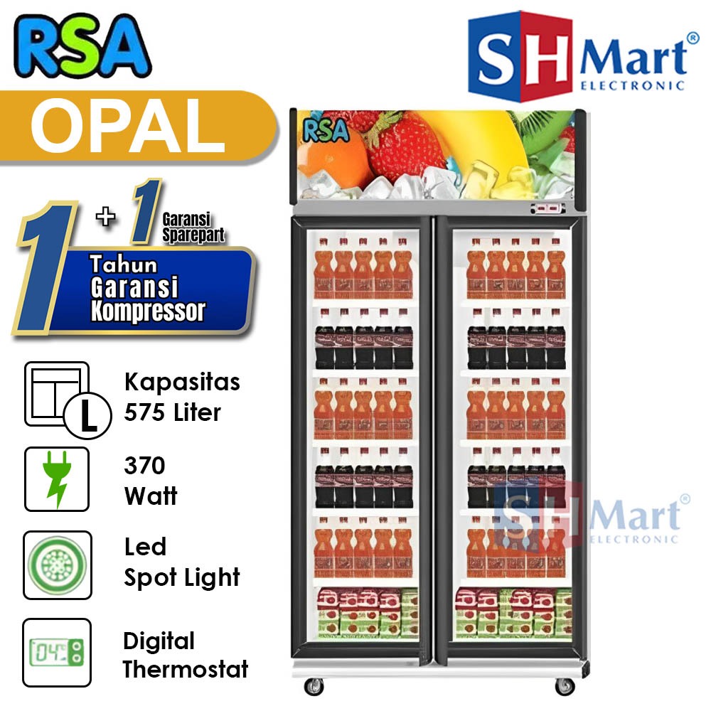 Jual SHOWCASE RSA 2 PINTU OPAL 575 LITER 8 RAK / TOPAZ600 568 LITER 8 ...