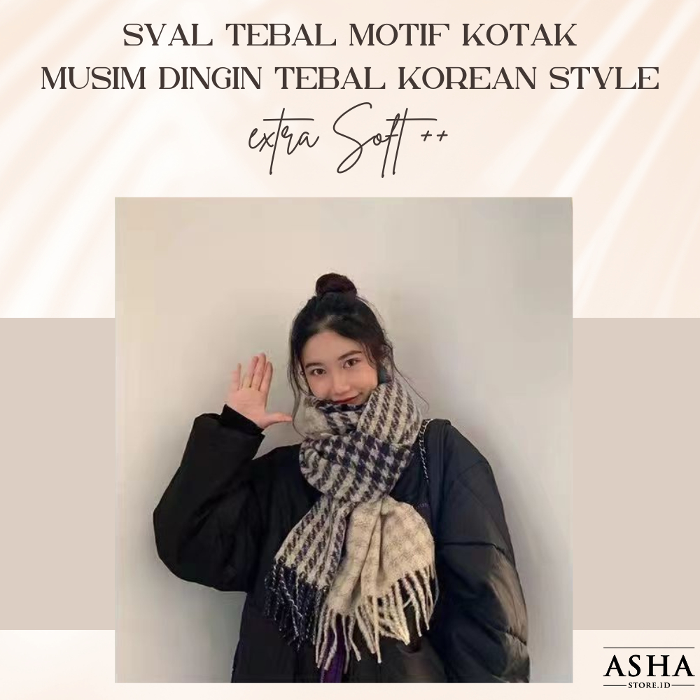 Jual Syal Musim Dingin Motif Kotak-kotak Dua Sisi Syal Tebal Panjang ...