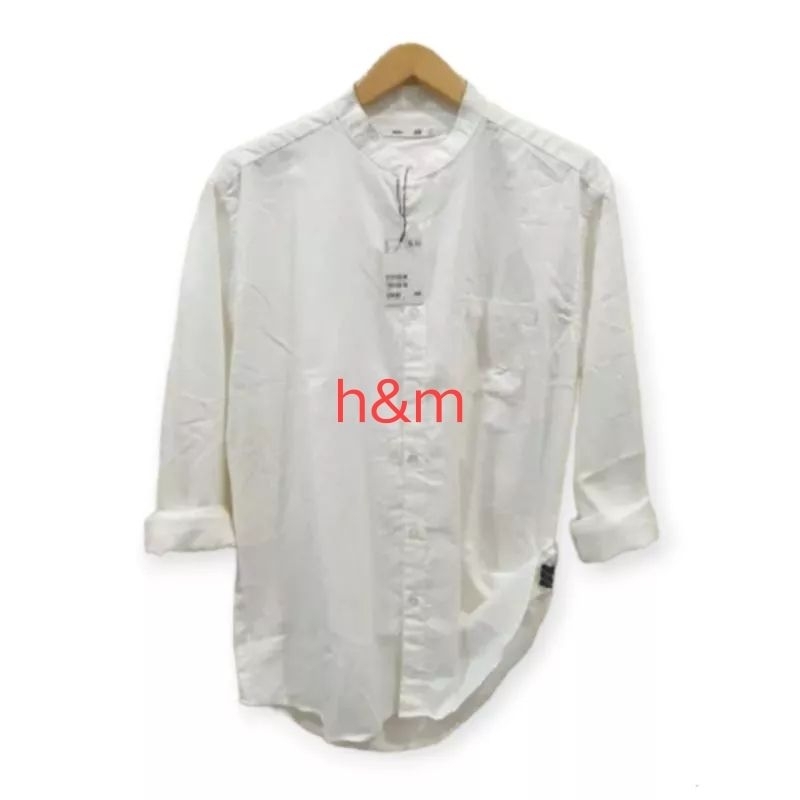 Jual Kemeja Panjang Kerah Shanghai HM | Kemeja Panjang Pria H.M | Shopee Indonesia