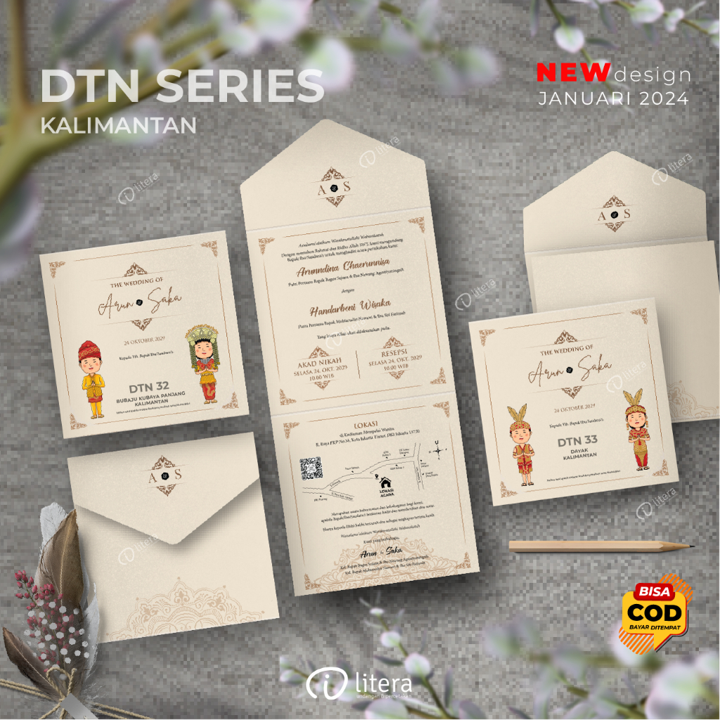 Jual Undangan Nikah Pernikahan amplop jasmine tema adat Kalimantan ...