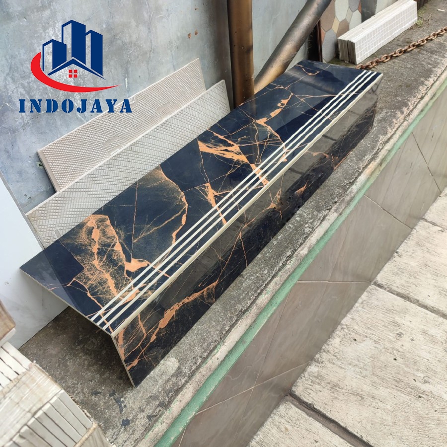Jual granit tangga motif hitam serat marmer gold 30x100 30x120 custom ...
