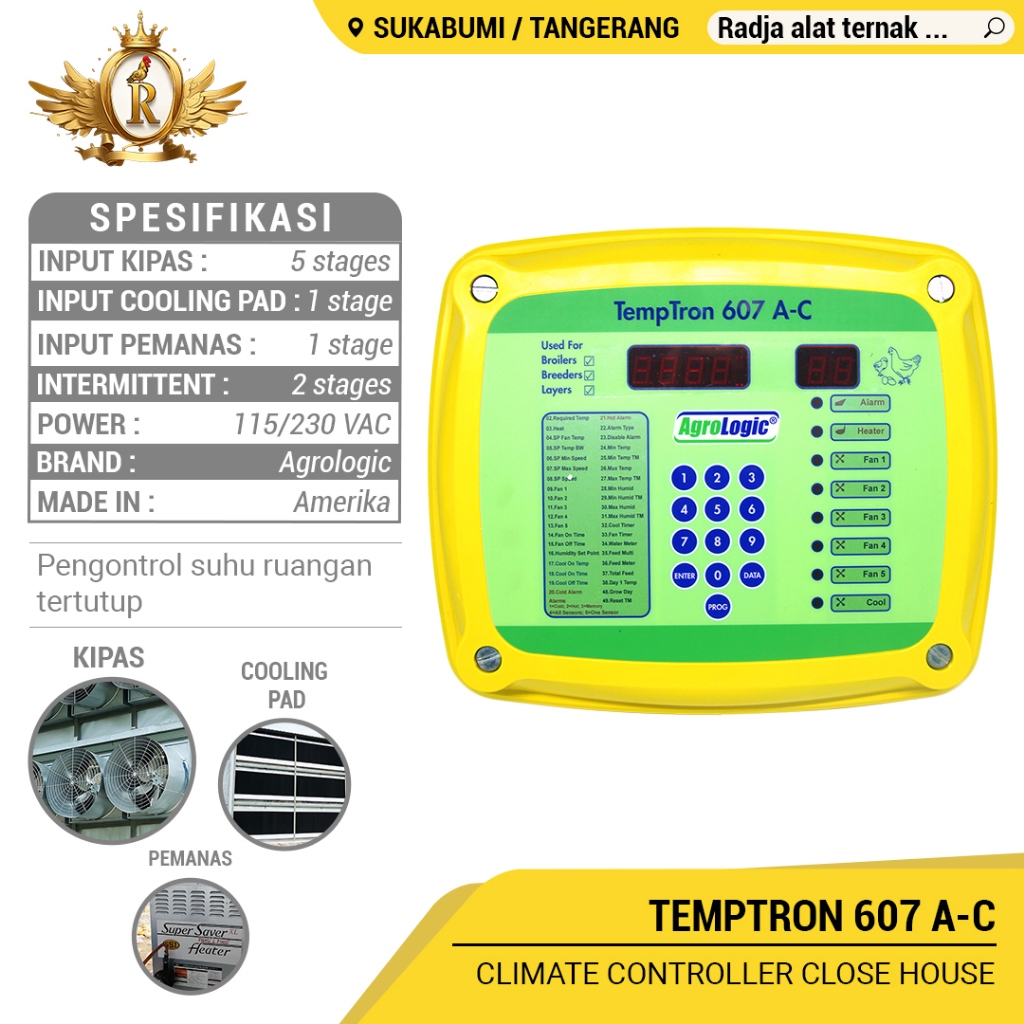 Jual Temptron 607 AC Intermittent Pengontrol Suhu Kipas Cooling Pad ...