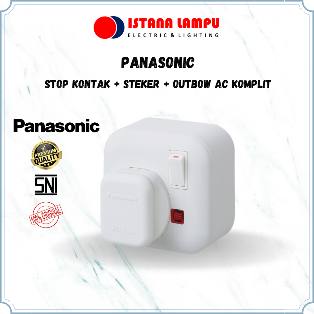 Jual Panasonic Stop kontak + steker + outbow Ac komplit | Shopee Indonesia