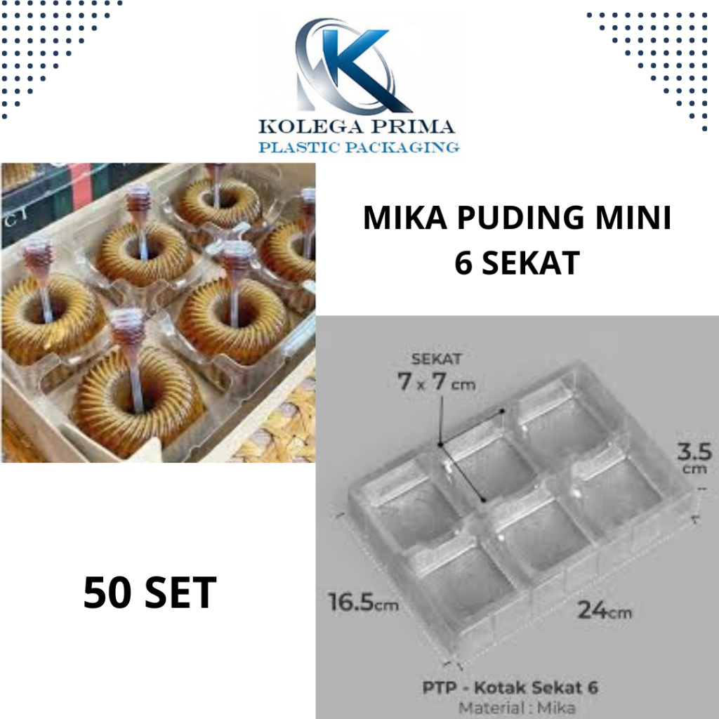 Jual MIKA TATAKAN PUDING MINI VIRAL SEKAT 6/ TRAY ALAS PUDING 6 SEKAT ...