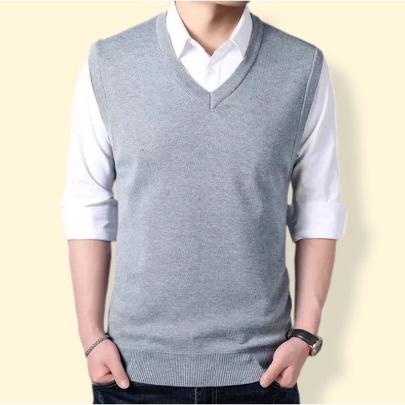 Jual One - Rompi Pria Rajut Korea Vneck Knit Vest / Vest Rompi Rajut ...