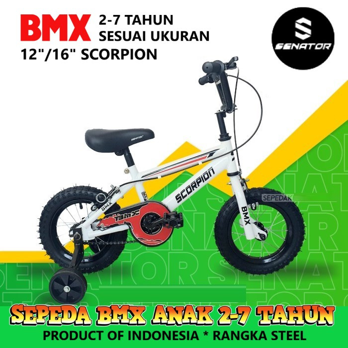 Jual Sepeda Anak Senator Scorpion MX2 BMX 12" 16" Rangka Steel Roda ...