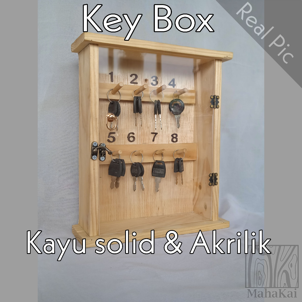 Jual Key box kayu kotak kunci key organizer rak akrilik wadah temapt ...