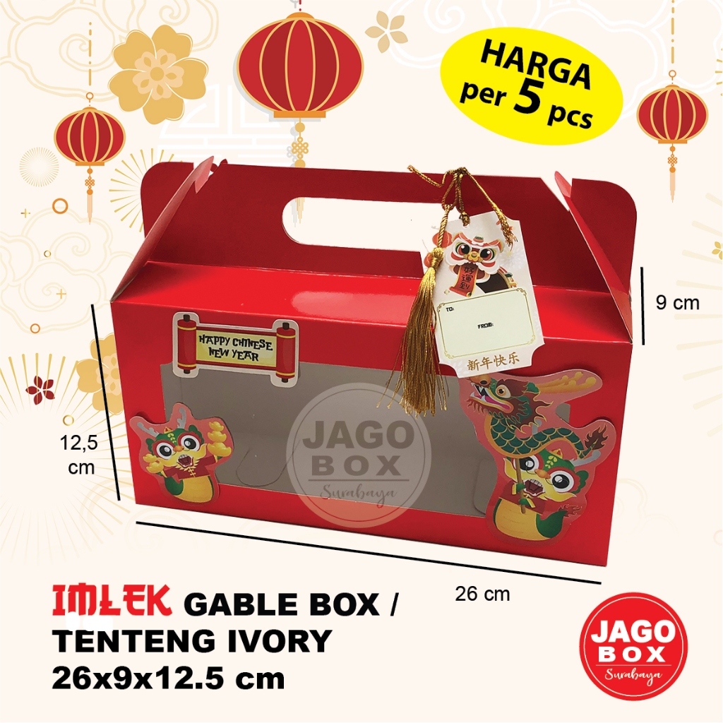Jual 5 BJ - GABLE BOX | DOS TENTENG IMLEK 26x9x12,5 cm IVORY MERAH ...