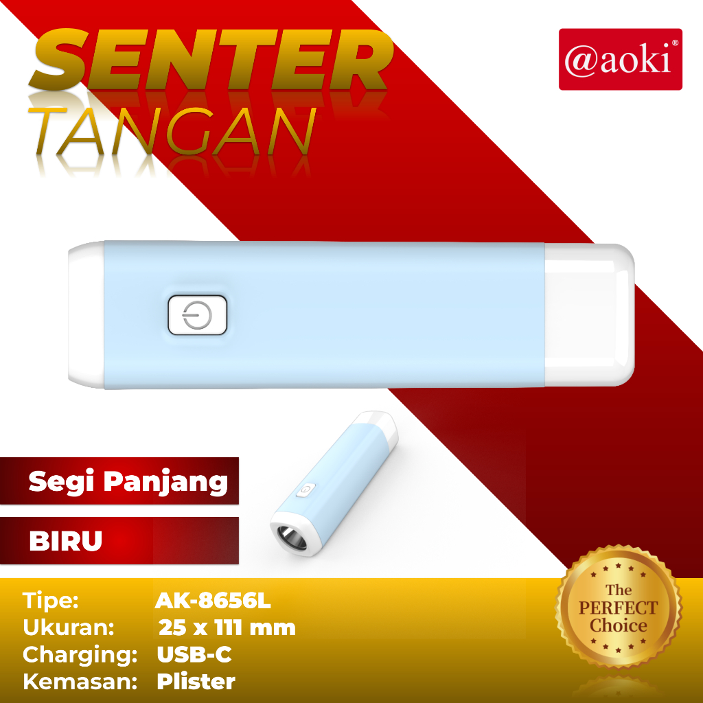Jual AOKI Senter tangan mulftifungsi USB charger baterai lhitium ...