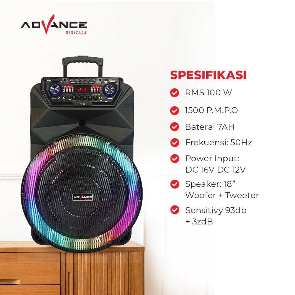 Jual Speaker Advance K1812 D Full Bass Speaker meeting Speaker 18 inch 2 mic Garansi 1 Tahun ...
