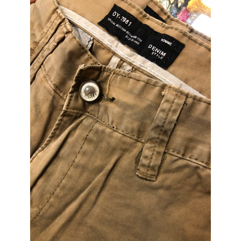Jual soft jeans chinos cream washed gelap dy7981 | Shopee Indonesia