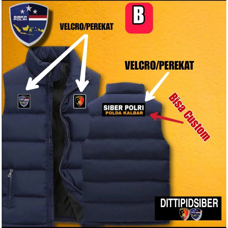 Jual ROMPI VEST TAHAN ANGIN•SIBER POLRI•Full Perekat Velcro•BIRU NAVY ...