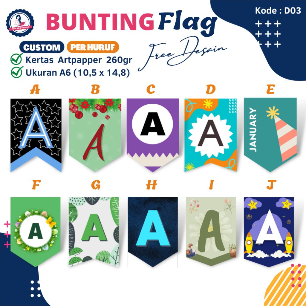 Jual Custom bunting flag free tali / banner flag tedak siten / happy ...