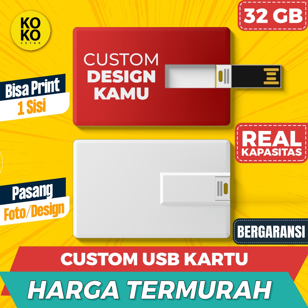 Jual REAL KAPASITAS Flashdisk Kartu 32 GB Custom - ID Card - 1SISI ...
