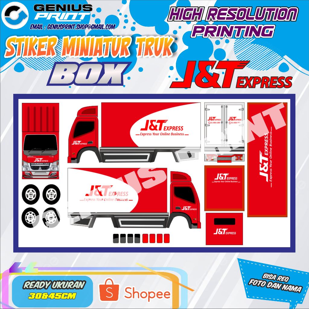 Jual Stiker A3 Minaitur Truk Box Canter Motif JNT Express | JNE | Ninja ...
