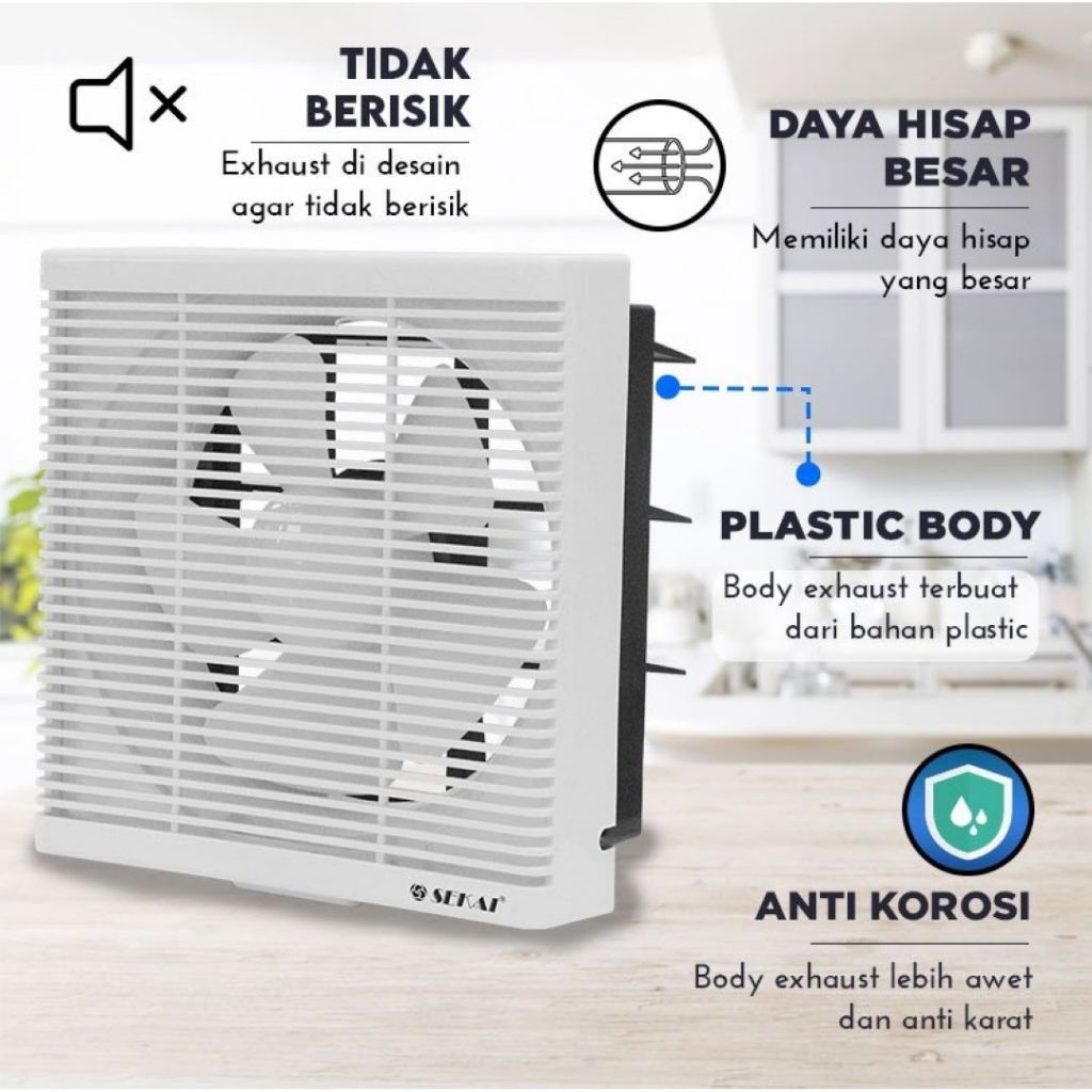Jual SEKAI Exhaust FAN 12" WEF-1290 Kipas Hexos Fan DINDING 12 Inch ...