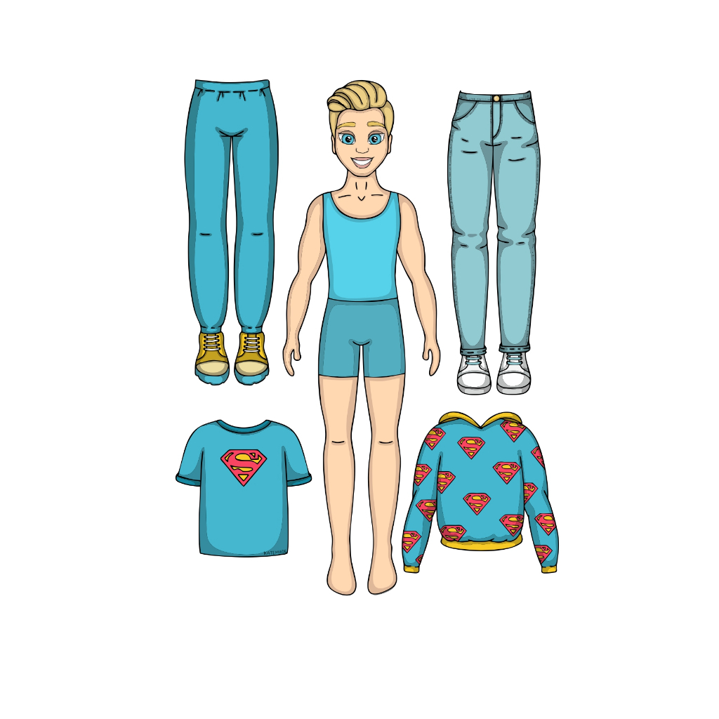 Jual Paper Doll Satuan - Paper Doll Laki laki Mainan Boneka Kertas ...