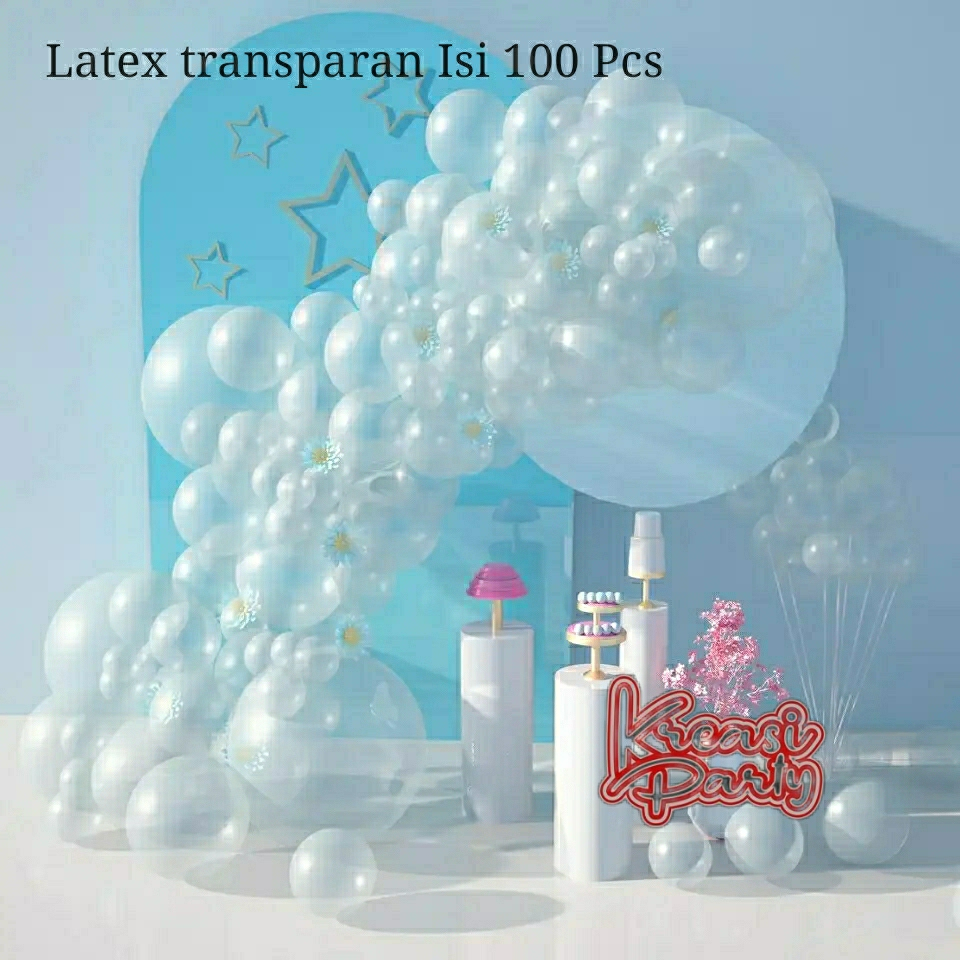 Jual Balon Latex Transparan 1 pack isi 100 pcs / Balon Clear / Balon ...