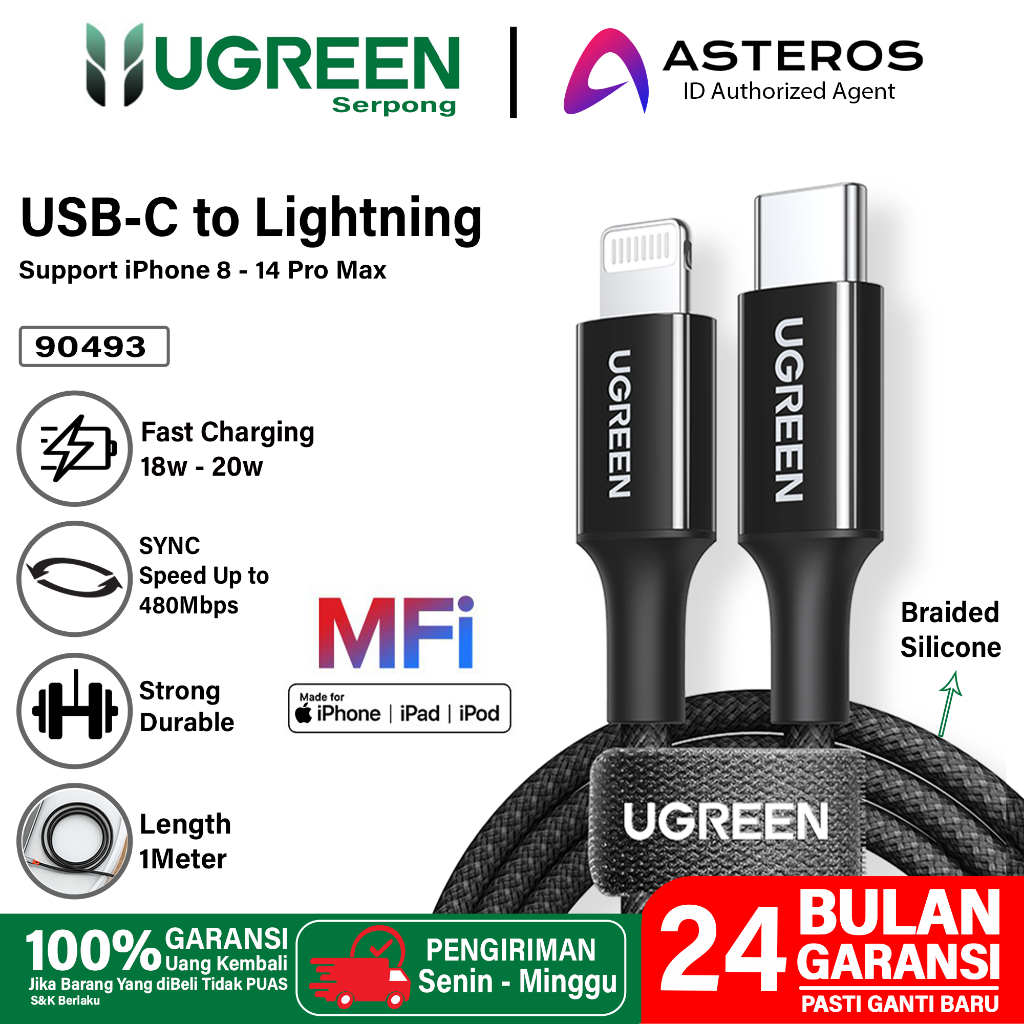 Jual UGREEN Kabel Data Lightning iPhone MFi Silicone Braided Fast ...
