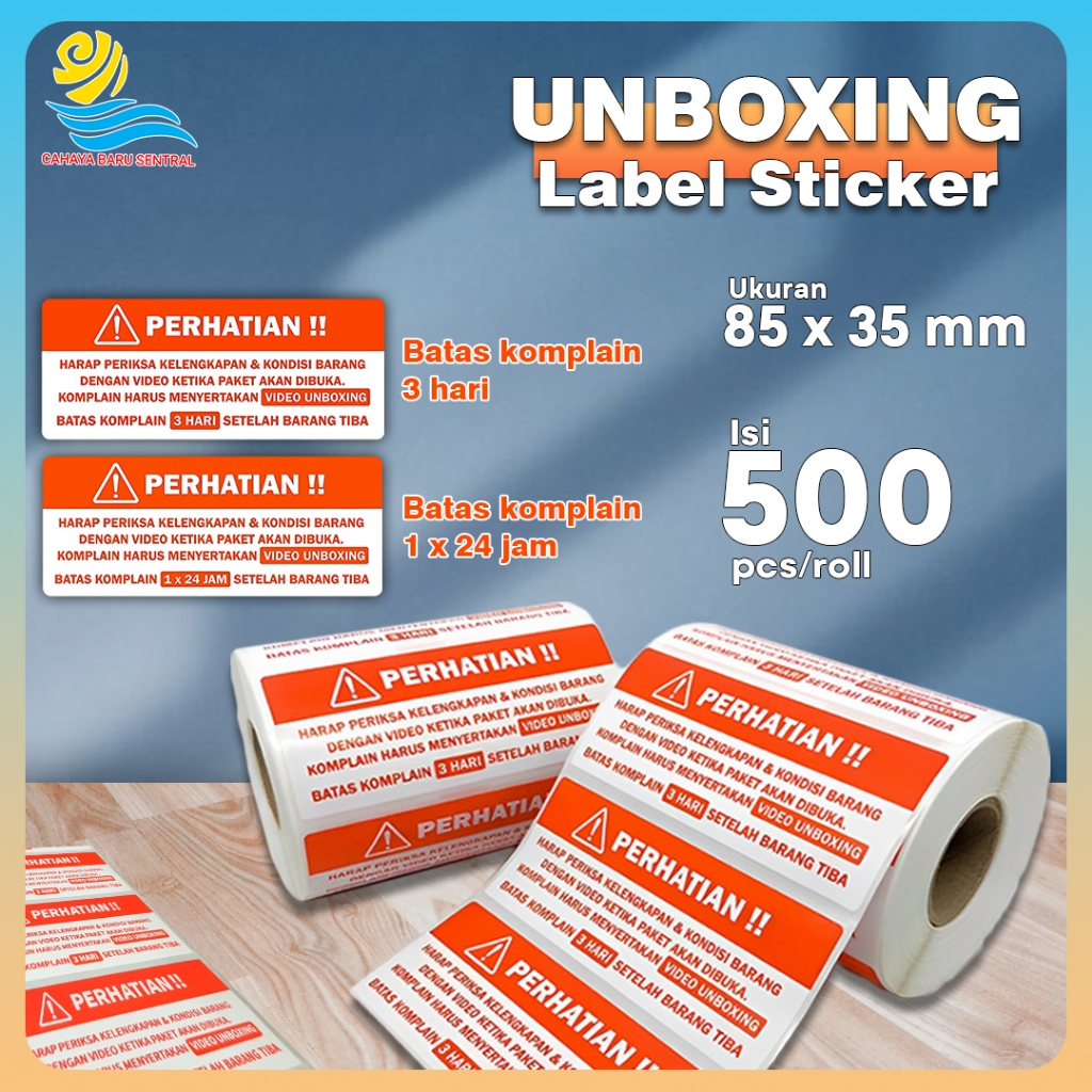 Jual Label Sticker FRAGILE Wajib Video Unboxing Stiker 85x35 mm isi 500 ...