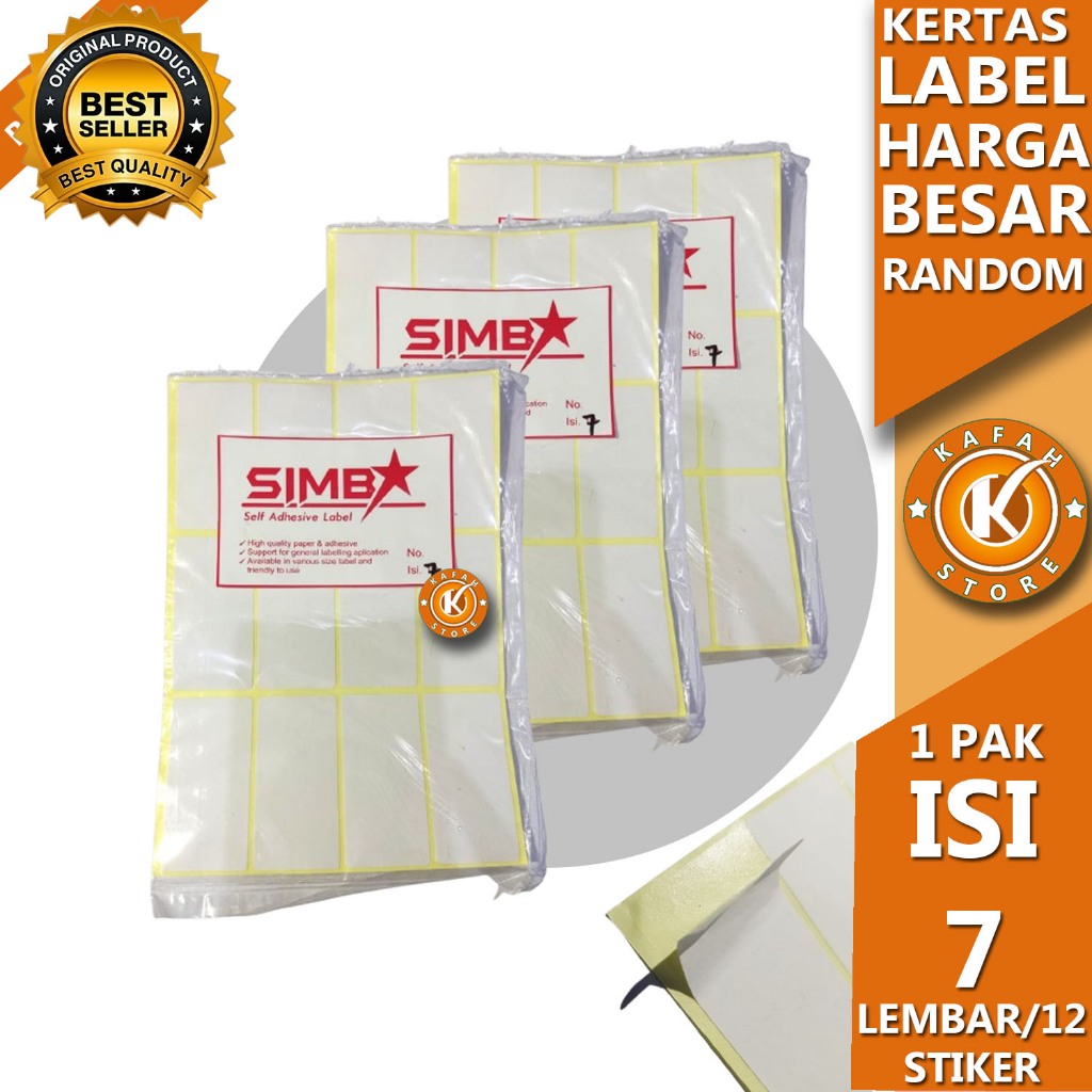 Jual KERTAS LABEL STICKER HARGA BESAR 1 PAK ISI 7 LEMBAR kafah store ...