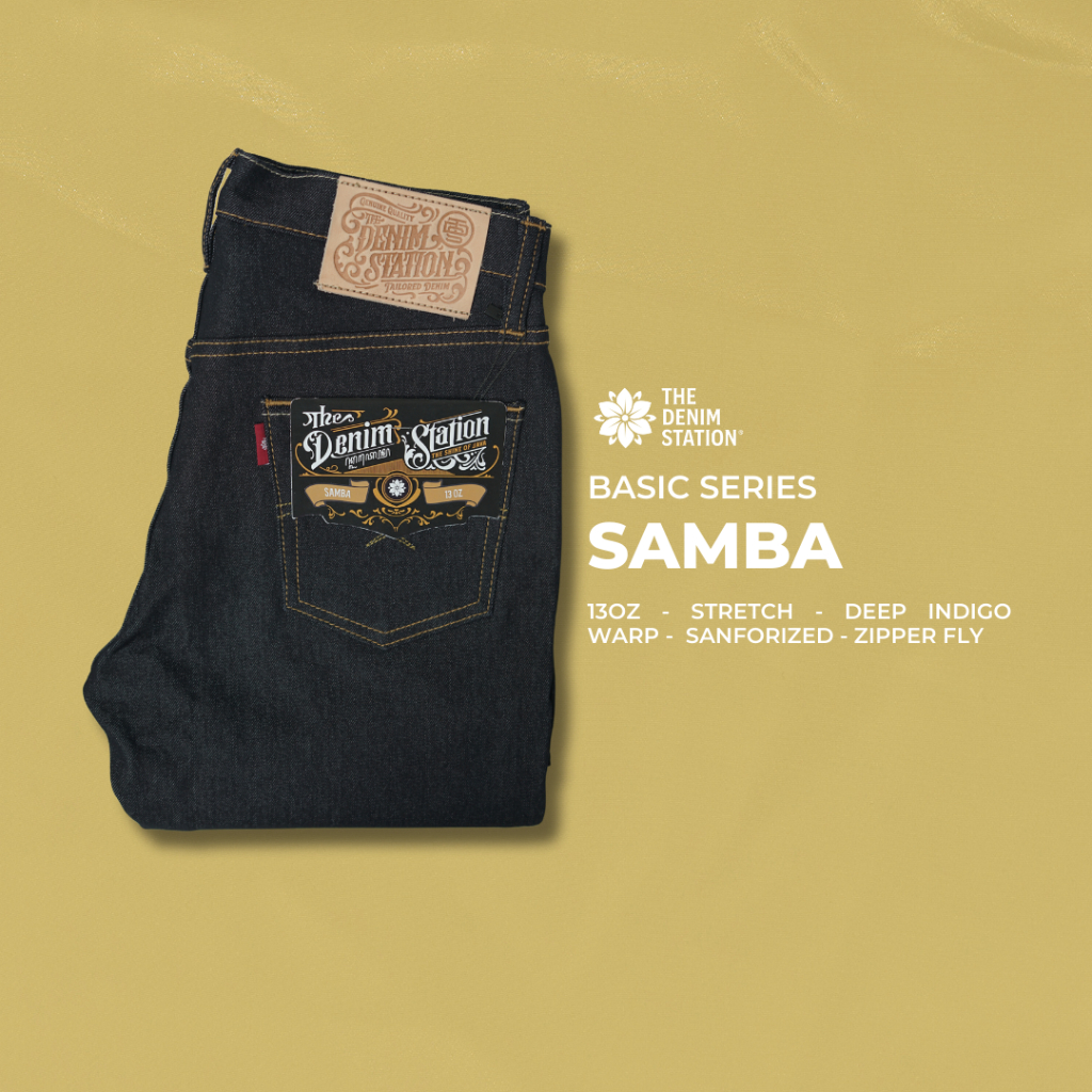 Jual The Denim Station- Samba New Blue Black 13oz Stretch Denim (Made ...