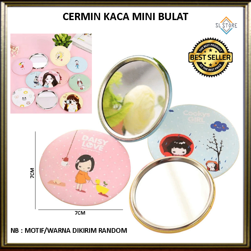 Jual SL KACA CERMIN MINI BULAT TRAVELING / CERMIN KACA MAKE UP KARAKTER ...