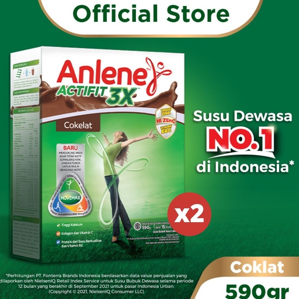 Jual PAKET LENGKAP Anlene Actifit 3X Susu Bubuk Dewasa Cokelat 2 x 59g ...