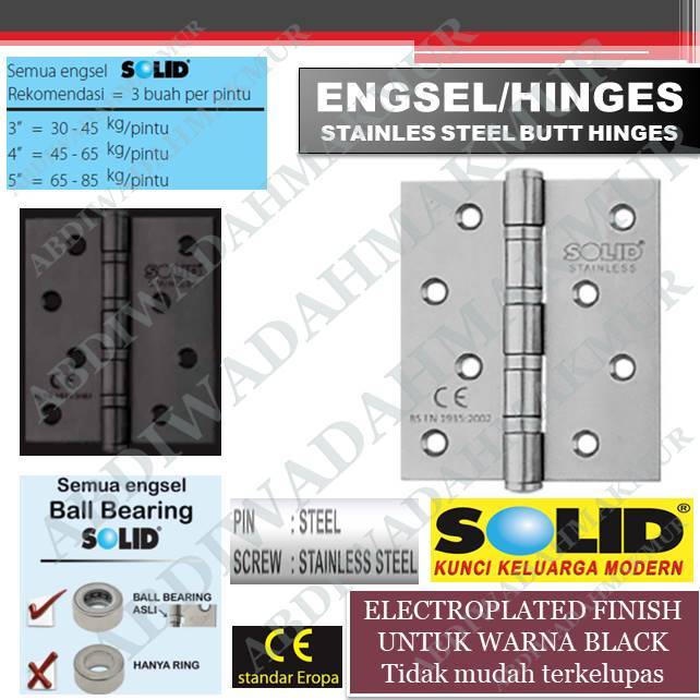 Jual ENGSEL PINTU 4 & 5 inch ( SOLID ) SILVER & BLACK STAINLEES STEEL ...