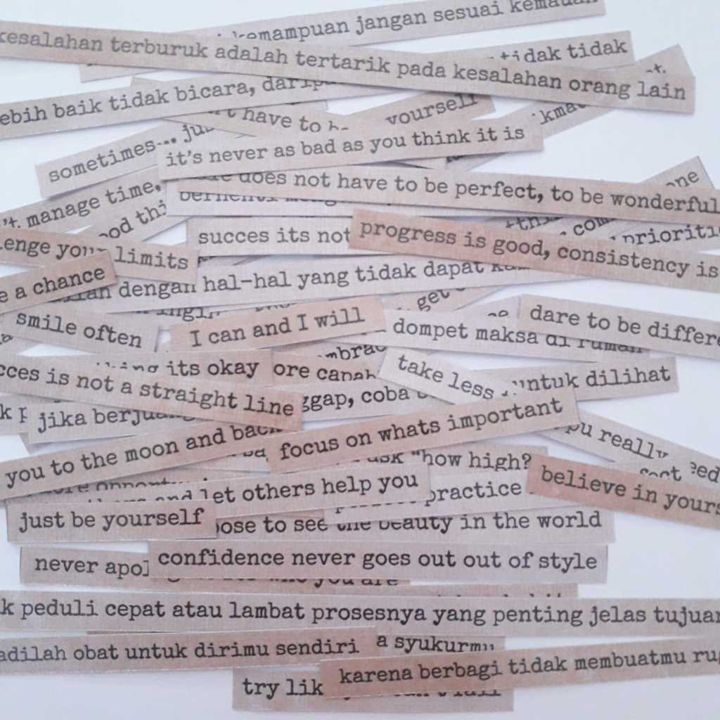Jual 150++ pcs random paper quotes aesthetic/kertas kata-kata motivasi ...