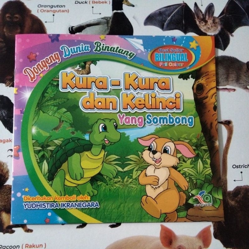 Jual Buku dongeng/cerita anak KURA-KURA dan KELINCI yang sombong bilingual full color | Shopee ...