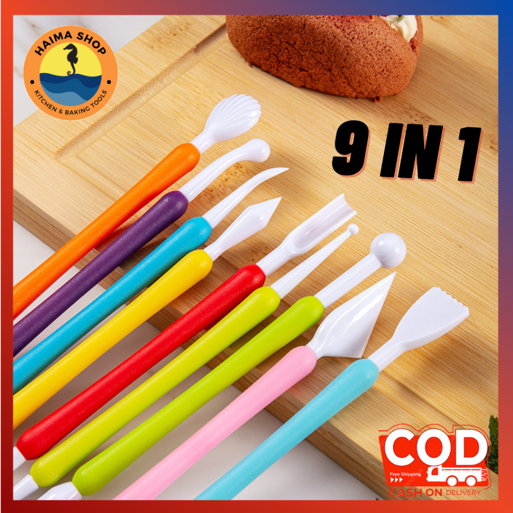 Jual Alat Dekor Fondant Set 9 in 1 Stick Pendekor Kue Cake Muffin ...