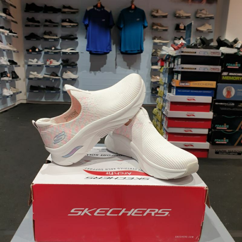Jual Sepatu skecher arch fit d'lux white women | Shopee Indonesia