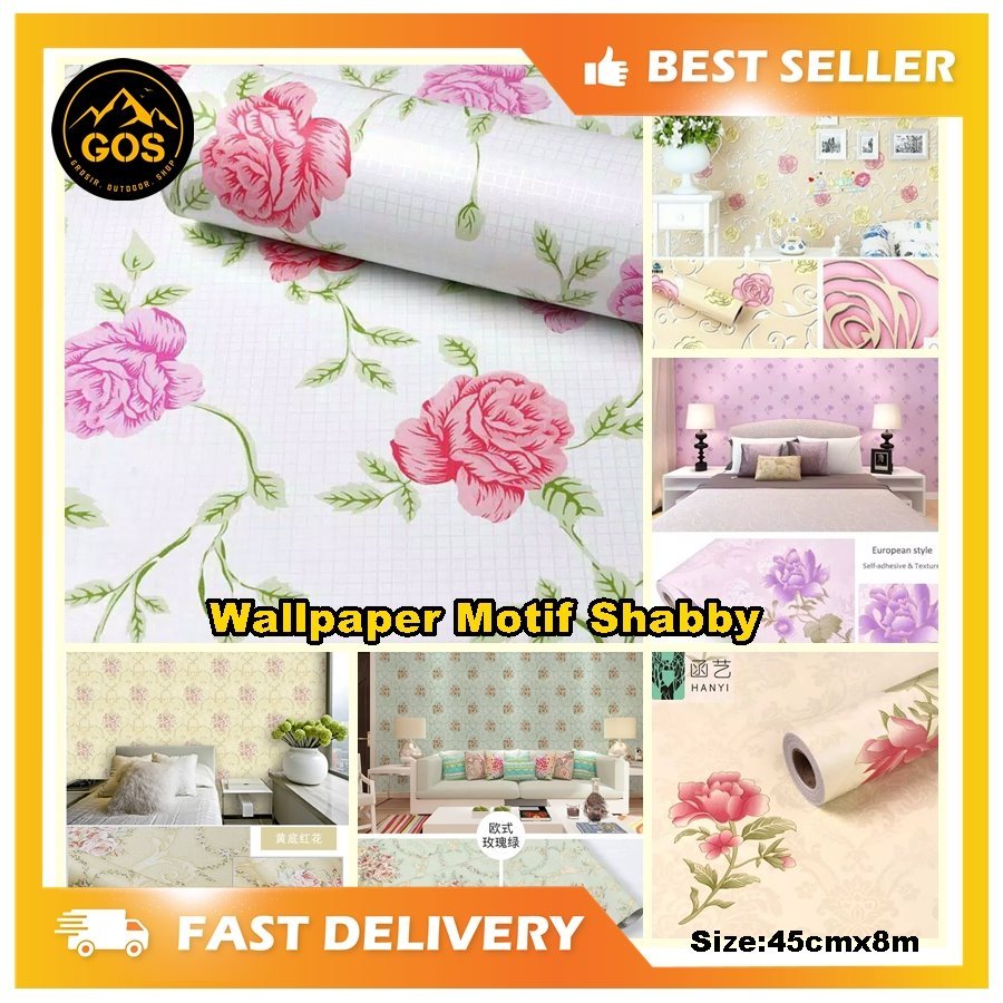 Jual WALLPAPER DINDING UKURAN 45CMX10M MOTIF BUNGA / shabby | Shopee Indonesia