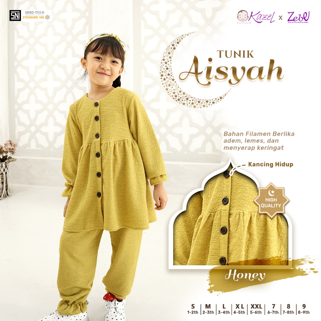 Jual KAZEL Set Tunik Anak Perempuan Aisyah 1-9Thn (1Stel) | Shopee ...