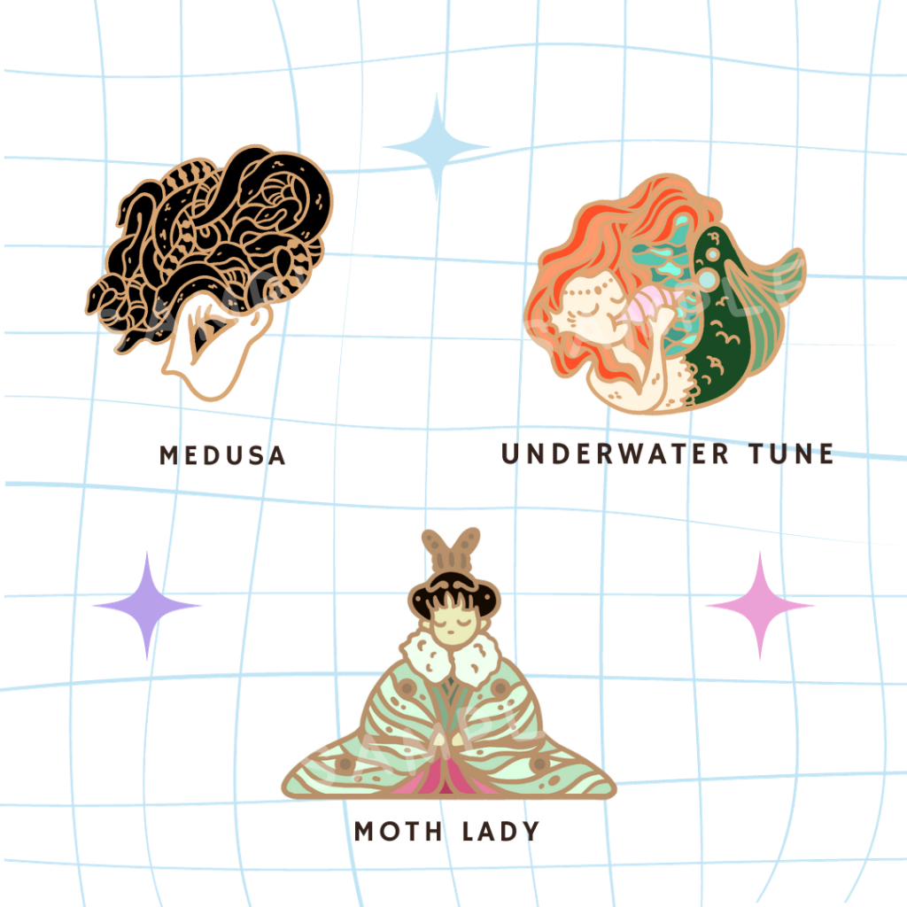 Jual Enamel Pins (Medusa, Underwater Tune, and Moth Lady) | Shopee ...