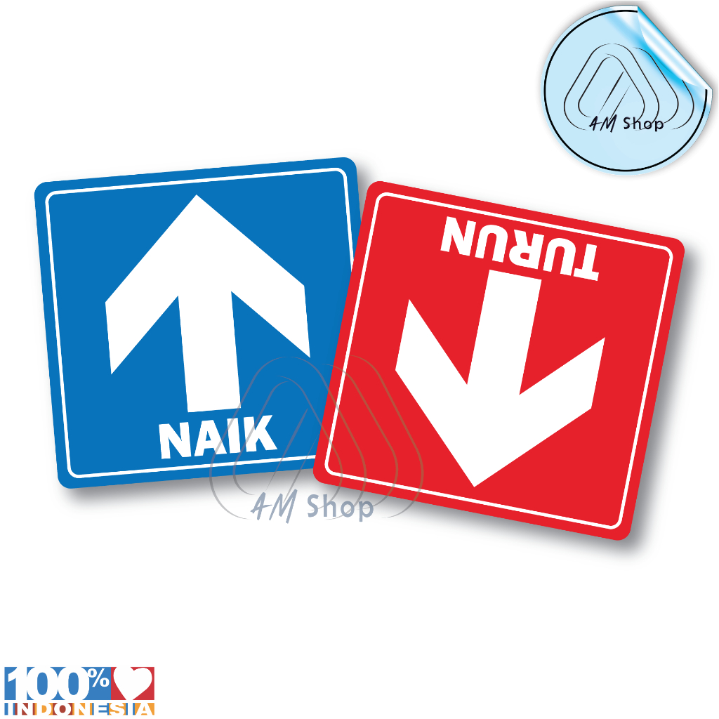 Jual stiker sign naik(Biru) dan turun(Merah) | Shopee Indonesia
