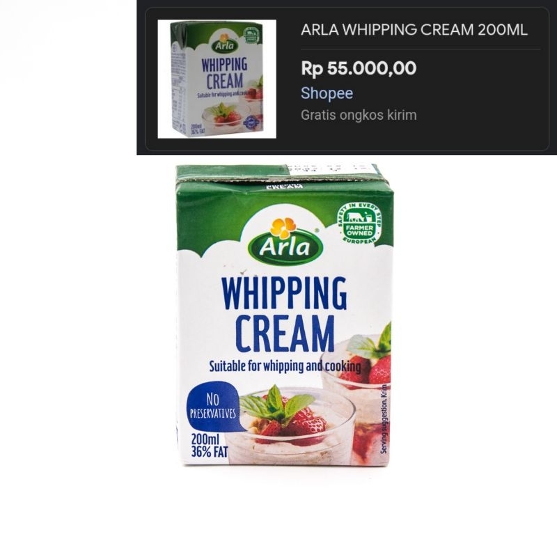 Jual promo whipping cream arla 200ml | Shopee Indonesia