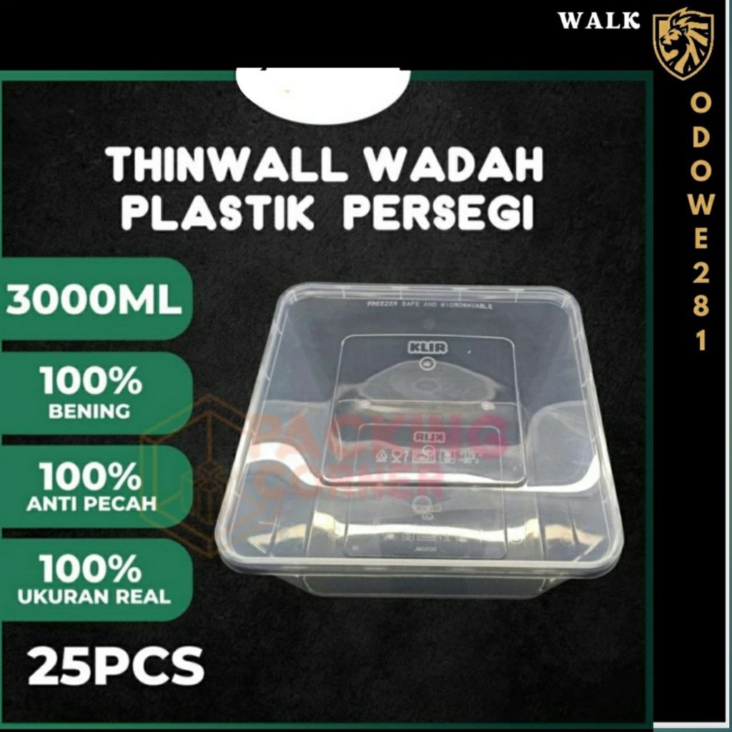 Jual Thinwall Persegi Square Box 3500 ml Kotak Makan Nasi Plastik Anti ...