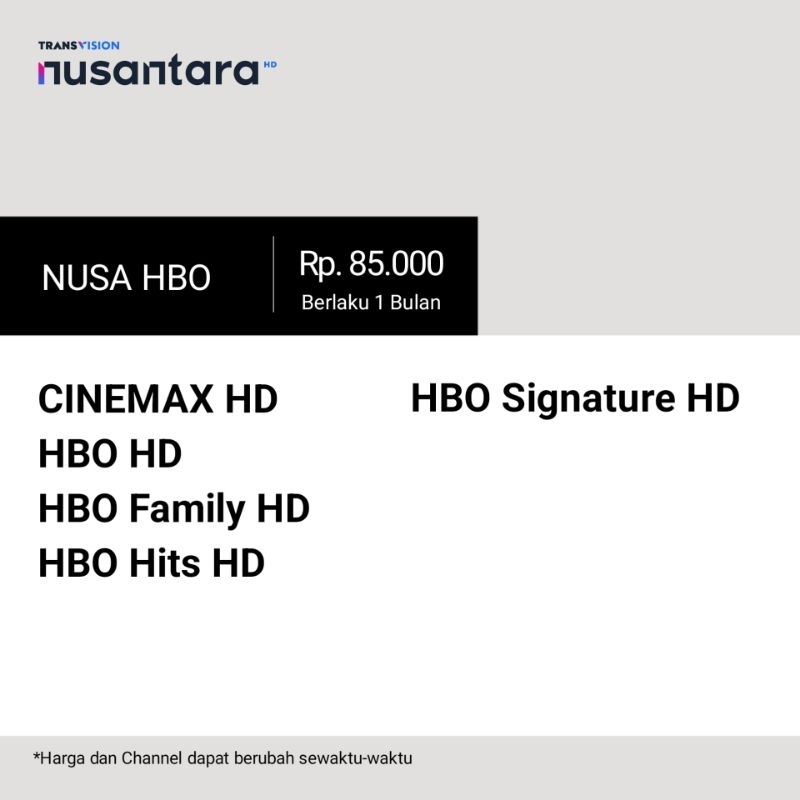 Jual Paket Minipack Nusa HBO Transvision Nusantara HD 30 Hari | Shopee ...