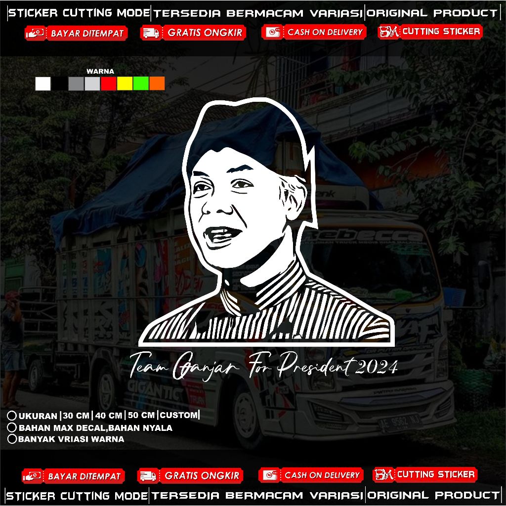 Jual STICKER KACA MOBIL STICKER GAMBAR GANJAR CUTTING MODE STICKER KACA ...