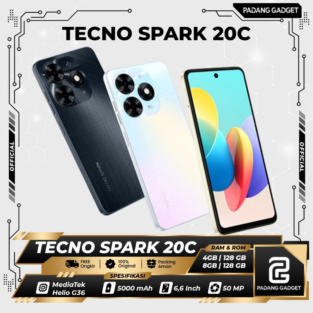 Jual Tecno SPARK 20C NFC Ram 4/128 GB & 8/128 GB Hp Gaming termurah Garansi Resmi 1 Tahun ...