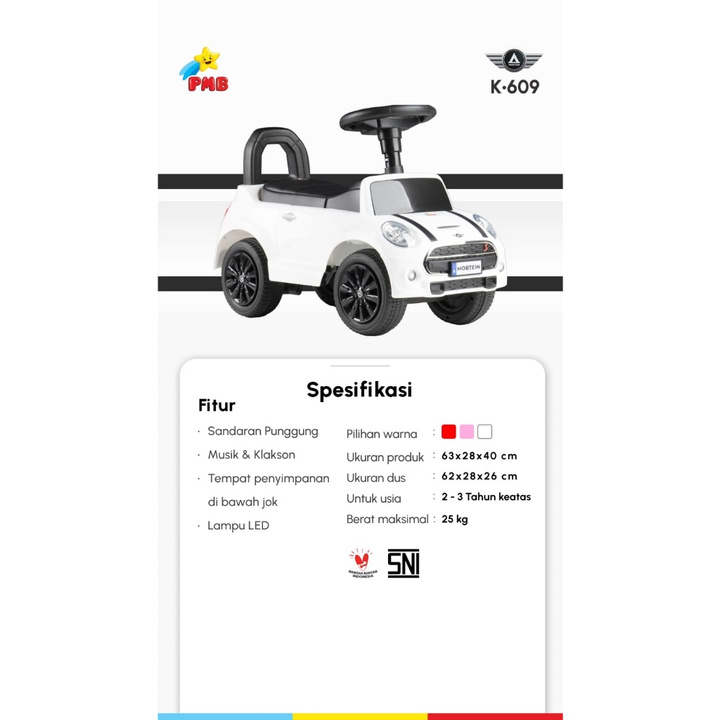 Jual TOLOCAR RIDE ON PMB MINICOOPER K-609 K-609B K-609C // MAINAN ...